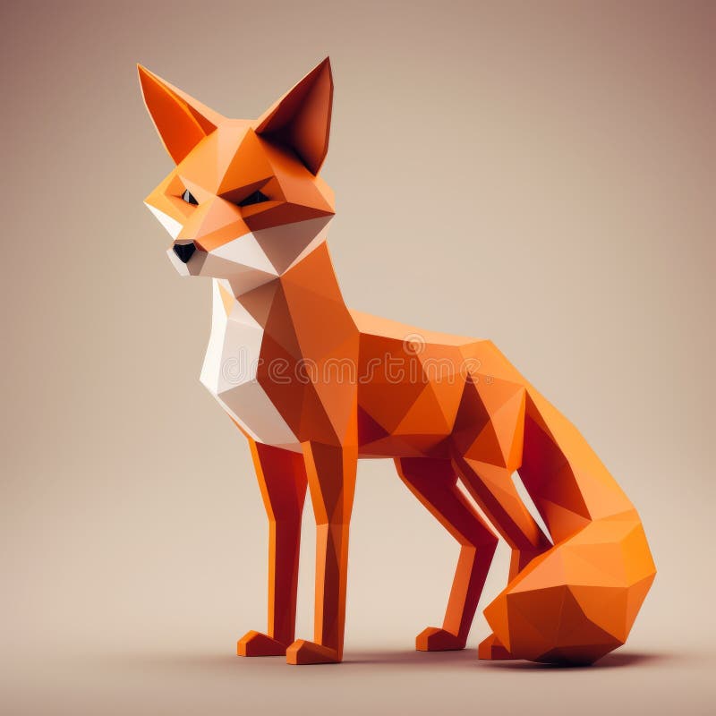 Minimalist 3d Fox Graphic Design Illustration Stock Illustration ...