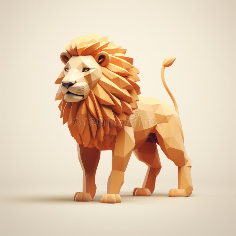 Minimalist 3d Low Poly Lion Model with Graphic Design Influence Stock ...