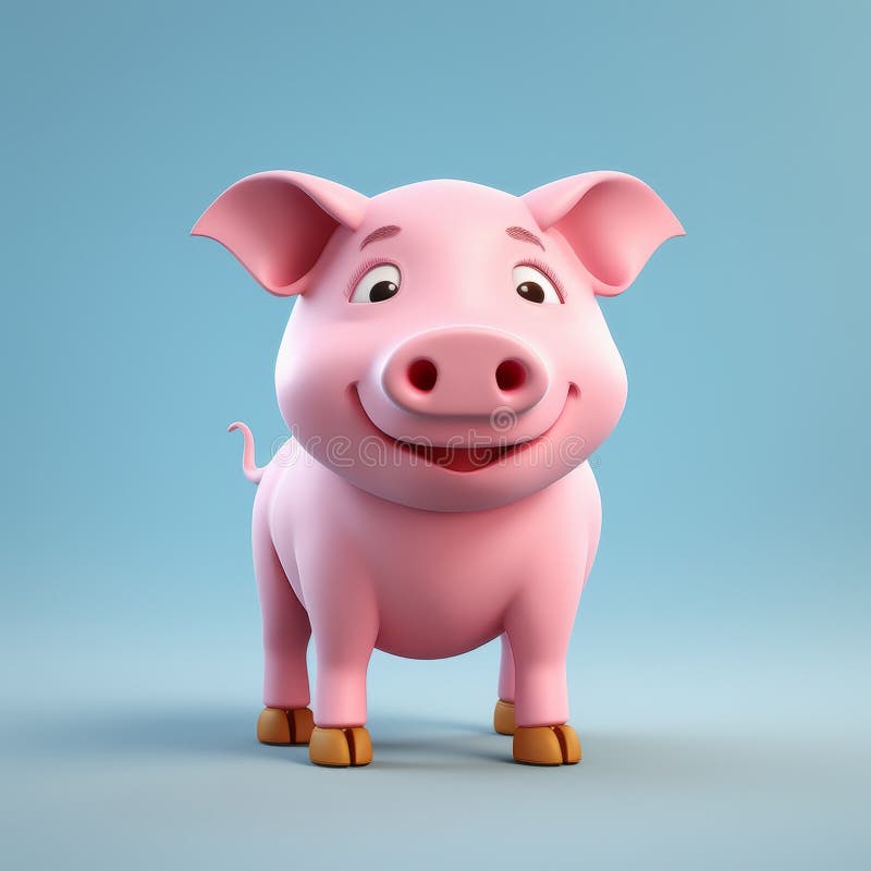 Minimalist 3d Pig Model: Quirky Character Design with Smooth and Shiny ...