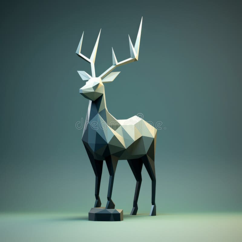 Minimalist 3d Polygonal Deer Sculpture Stock Illustration ...