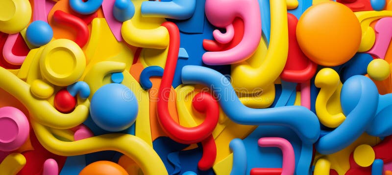 Minimalist Abstract Art with Basic Shapes and Colorful Objects for ...