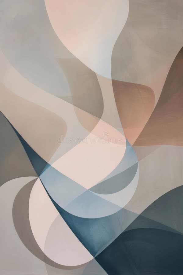 Minimalist Abstract Art with Curves and Angular Shapes in Soft Tones ...