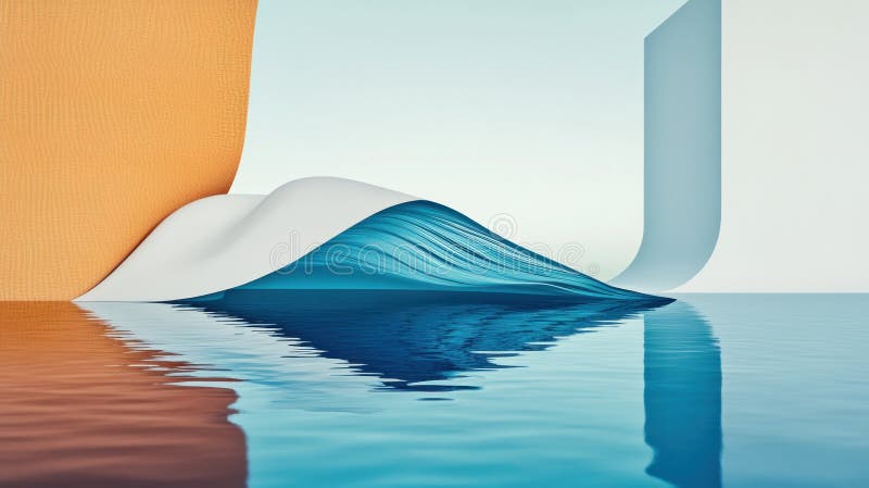 Minimalist Abstract Art of an Object Floating on Water Geometric ...