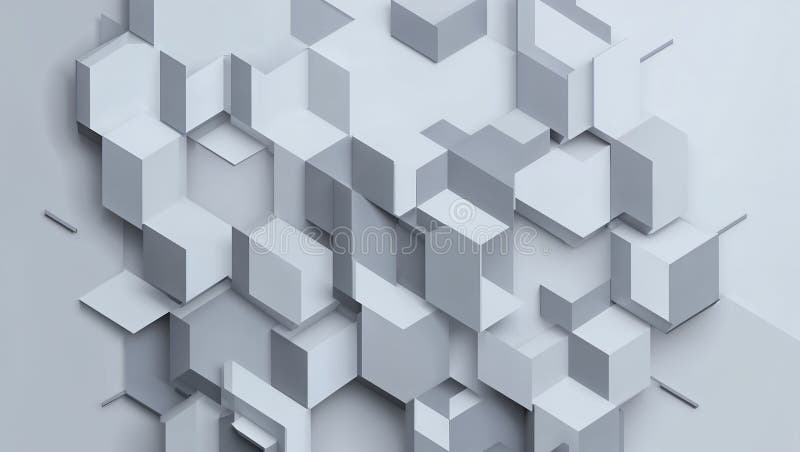Minimalist Abstract Art Showcasing Overlapping Cubes in Gray Stock ...