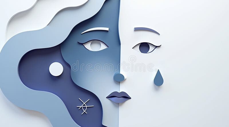 A Minimalist and Abstract Artwork Depicting a Sad Face. Stock ...