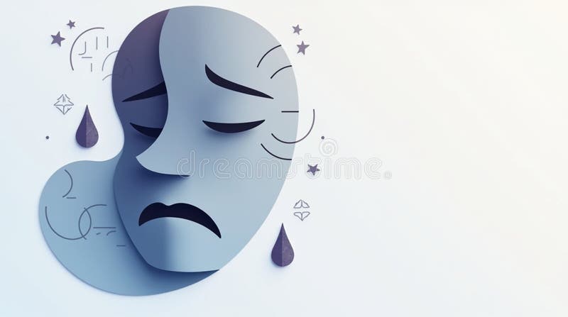 A Minimalist and Abstract Artwork Depicting a Sad Face. Stock ...