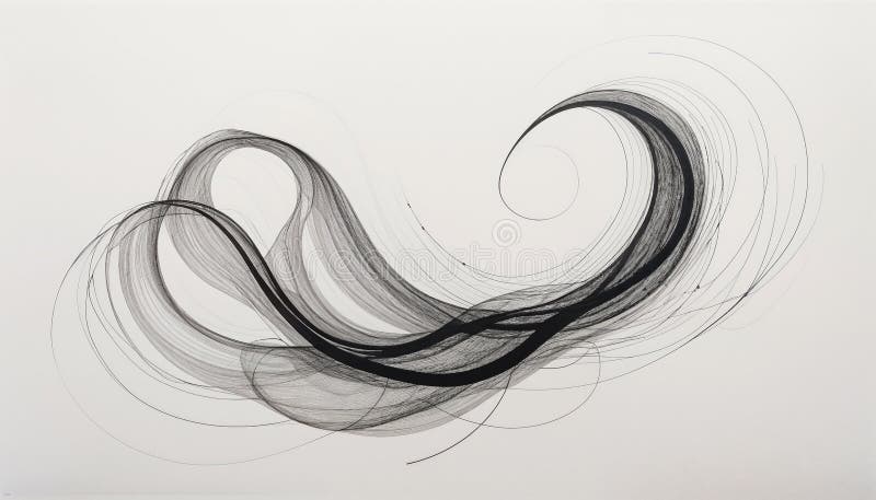 Minimalist Abstract Line Drawing on White Background, Black Ink Art ...