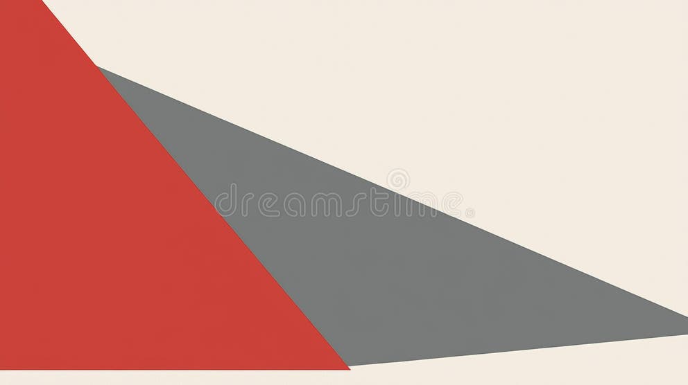 Minimalist Abstract Background Showcasing Intersecting Red and Gray Triangles on a Beige ...