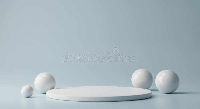 Minimalist Abstract Background with White Spheres and Circular Platform ...