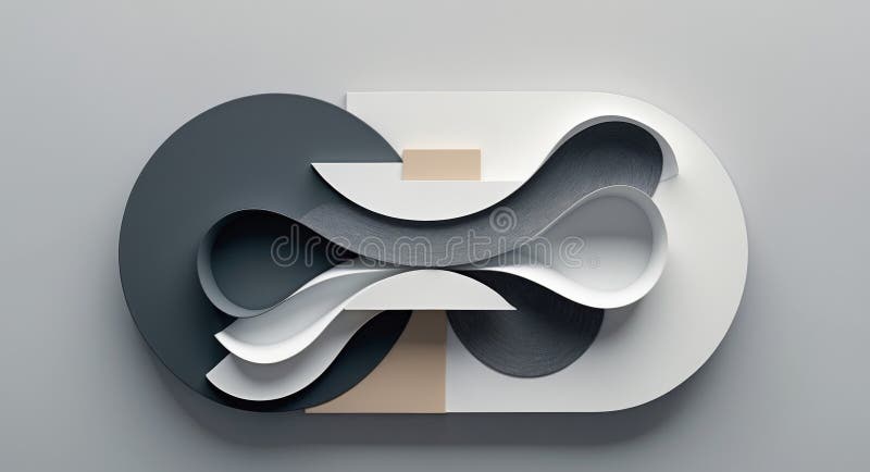 Minimalist Abstract Composition with Circles, Curves, and Neutral Color ...