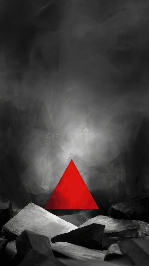 Minimalist Abstract Composition with Vivid Red Triangle Centered ...