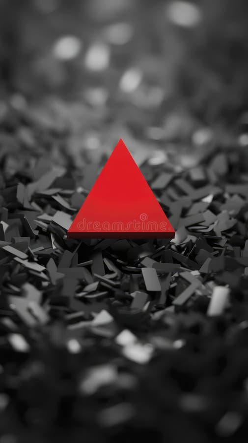 Minimalist Abstract Composition with Vivid Red Triangle Centered ...