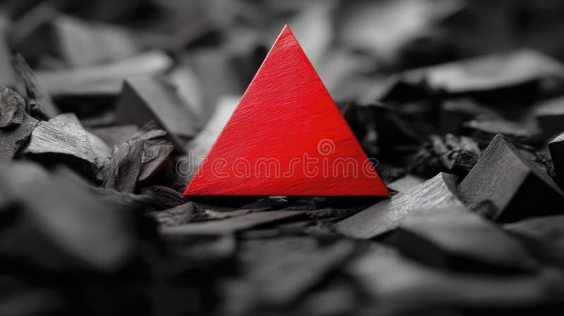 Minimalist Abstract Composition with Vivid Red Triangle Centered ...