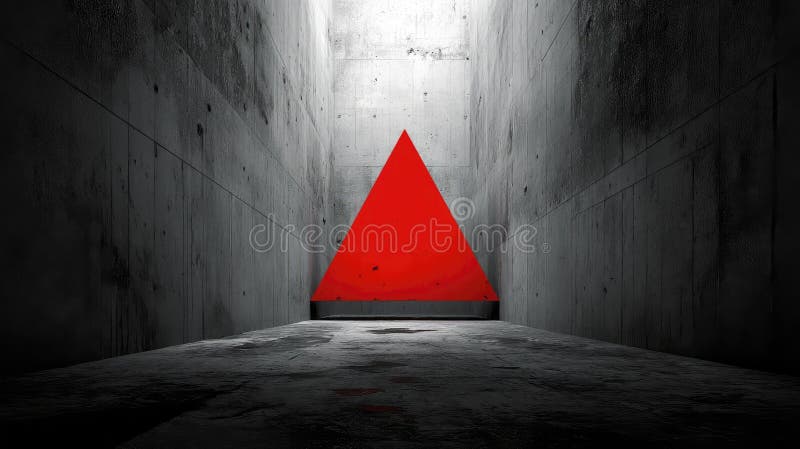Minimalist Abstract Composition with Vivid Red Triangle Centered ...