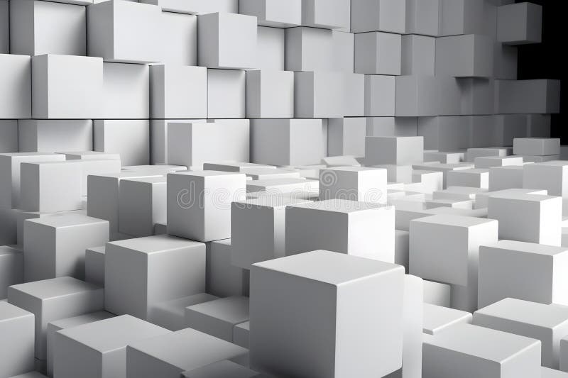 Abstract White Cube Background with Offset Blocks Stock Illustration ...