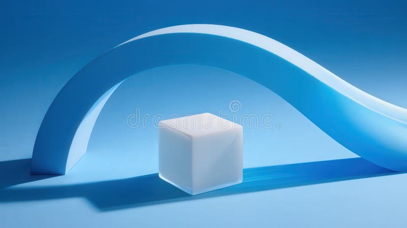 Minimalist Abstract Composition, a White Glass Cube Resting on a Stock ...