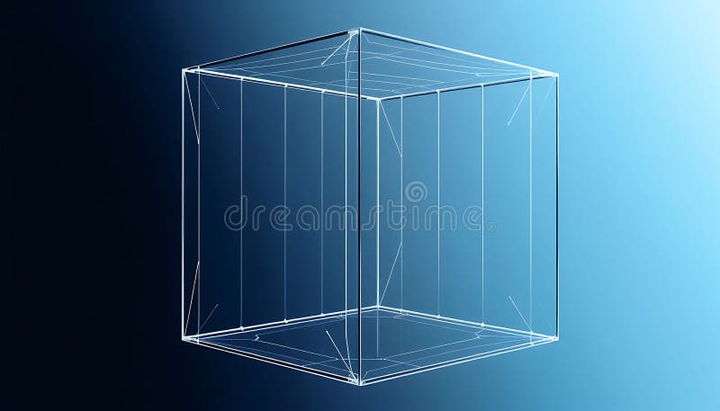 Abstract Cube Wireframe, 3D Model, Geometric, Technology, Design, Stock Photo, Generative AI ...