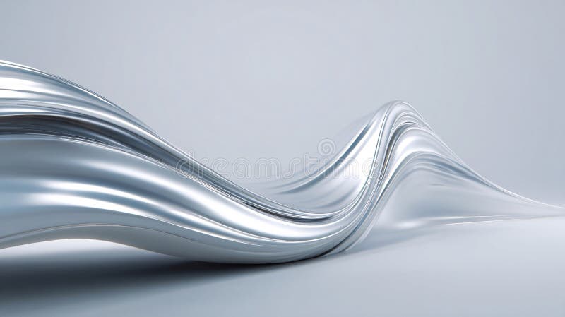 Minimalist Abstract Curves with Smooth Metallic Surfaces on White ...