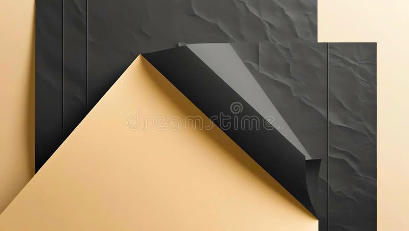 Minimalist Abstract Design Featuring Folded and Layered Black and Beige ...