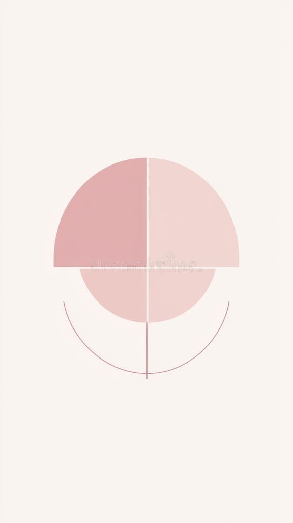 Minimalist Abstract Design Featuring a Pink Semicircle Divided into ...