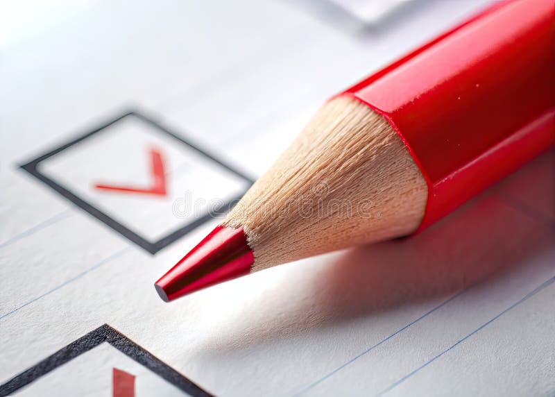 Minimalist Abstract Design Red Pencil Selects Empty Checkbox with ...