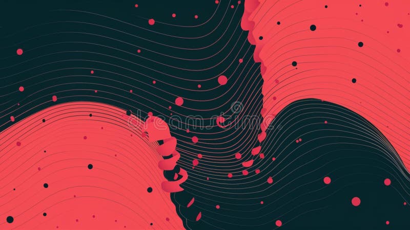 Minimalist Abstract with Wavy Lines and Scattered Red Dots Stock ...