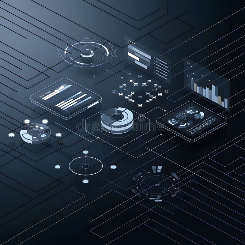 Minimalist Abstract Digital Interface with Glowing Lines and Shapes ...