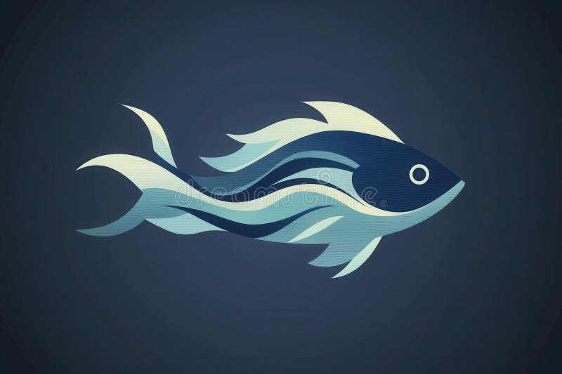 Minimalist Aquatic Logo Featuring Abstract Fish Design with Wave ...