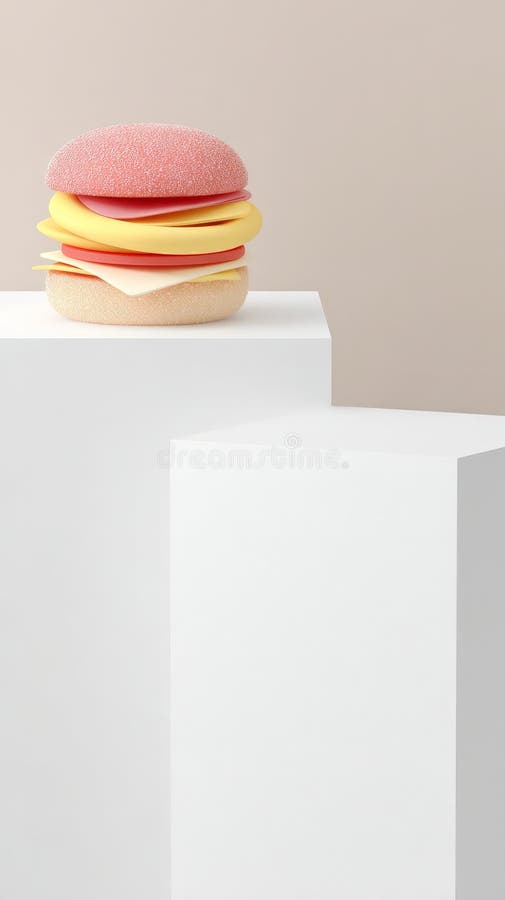 Minimalist Abstract Food Sculpture on Geometric White Display Stock ...