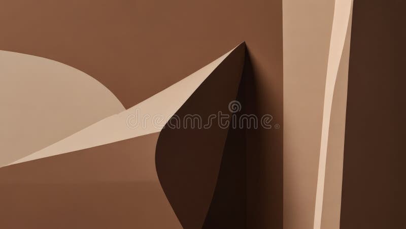 Minimalist Abstract Geometric Art with Curved Brown Shapes Stock ...
