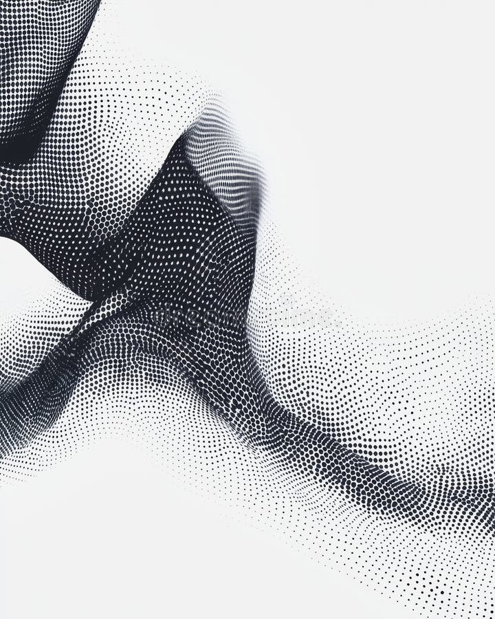 Minimalist Abstract Halftone Wave Pattern in Black Dots on a White ...