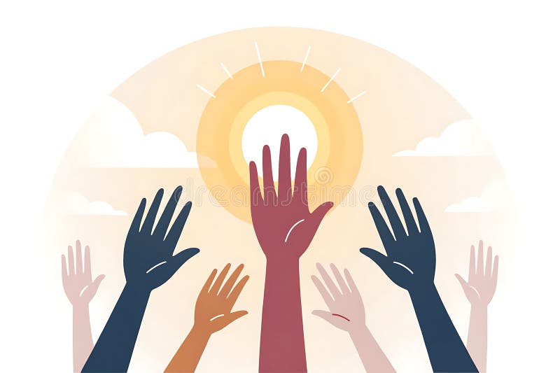 Minimalist Abstract Hands Reaching for Light with Softly Blurred Edges ...