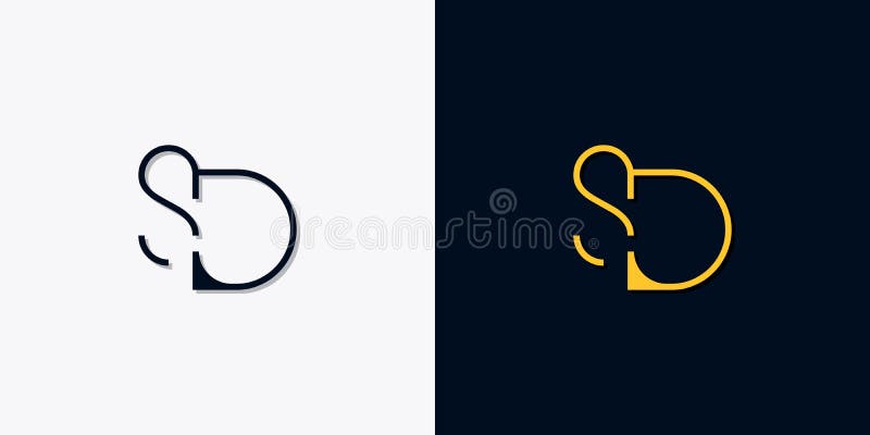 Black and White Color of SD Initial Letter Stock Vector - Illustration ...