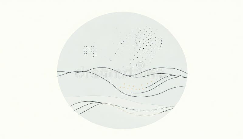 Minimalist Abstract Line Art with Dots Stock Illustration ...