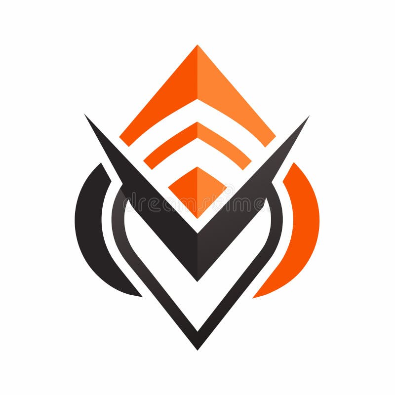 A Minimalist, Abstract Logo Featuring a Stylized V Shape with an Orange ...