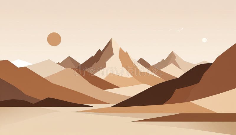 Minimalist Abstract Mountain Landscape in Earth Tones Stock Photo ...