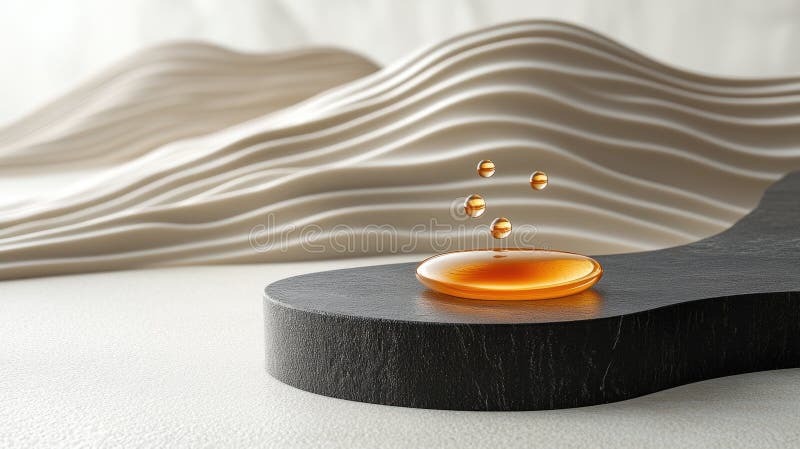 Minimalist Abstract Oil Drop with Wavy Background Stock Illustration ...