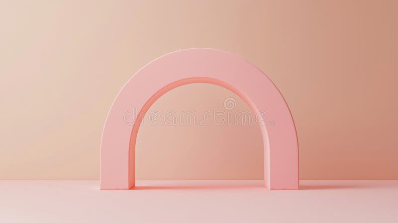Minimalist Abstract Pink Arch Creating Empty Space on Pastel Background ...