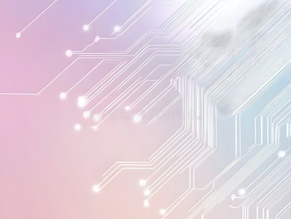 Minimalist Abstract Tech Circuit with White Lines and Subtle Glows, on ...