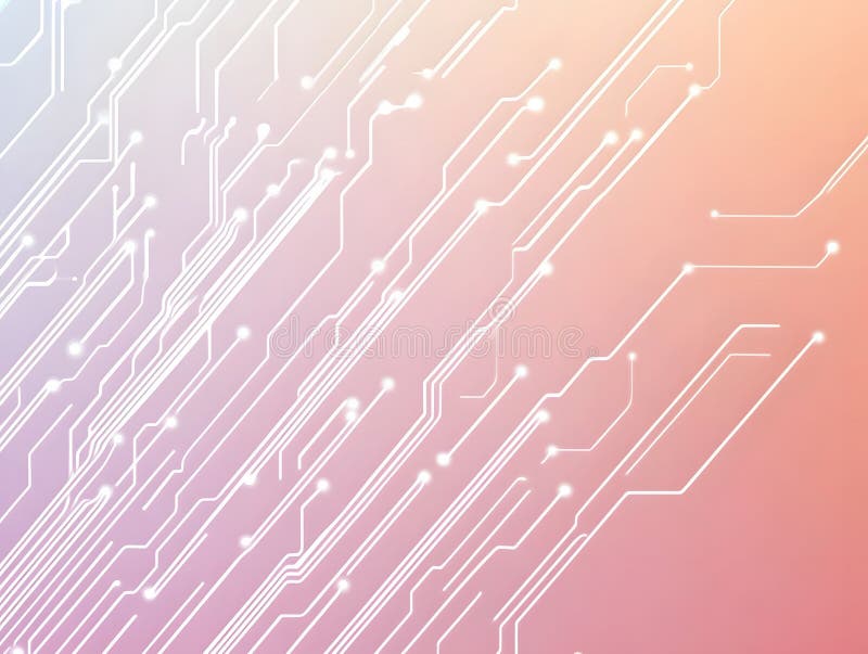 Minimalist Abstract Tech Circuit with White Lines and Subtle Glows, on ...