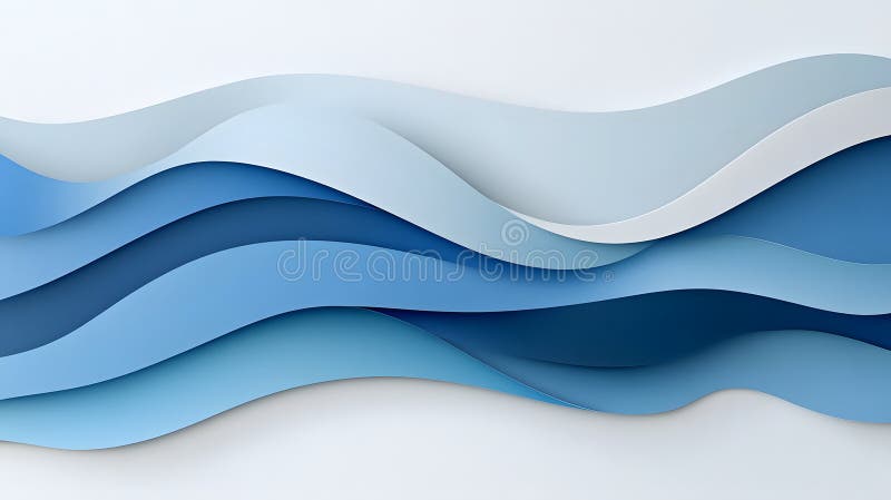 Minimalist Abstract Wave Design in Deep Blue Tones, Creating Serene ...