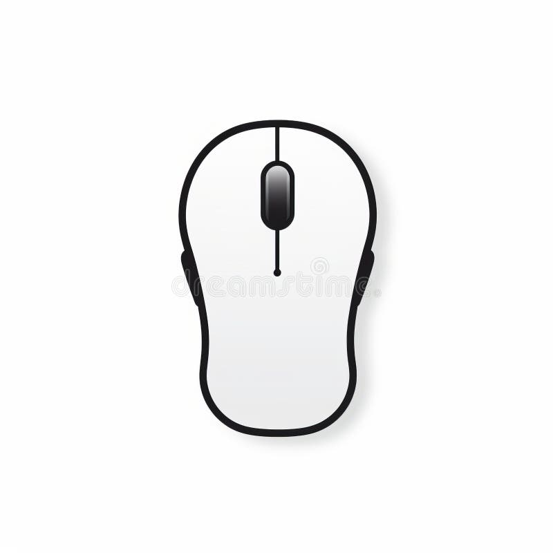 Minimalist Aerial View Computer Mouse on White Background Stock ...