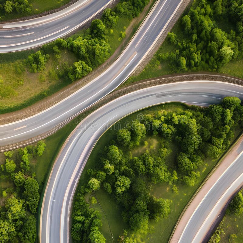 A Minimalist Aerial View of a Winding Road, with Abstract Patterns ...