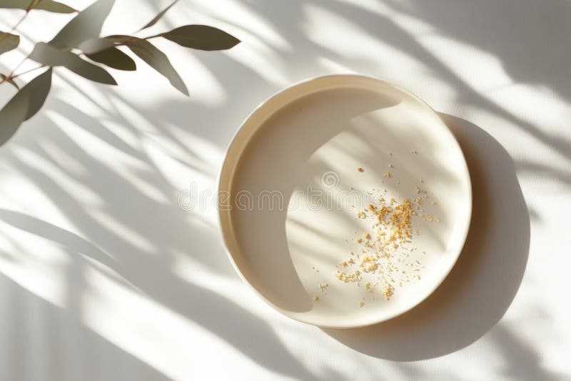 Minimalist Aesthetic with Empty Dessert Plate and Natural Shadows for ...