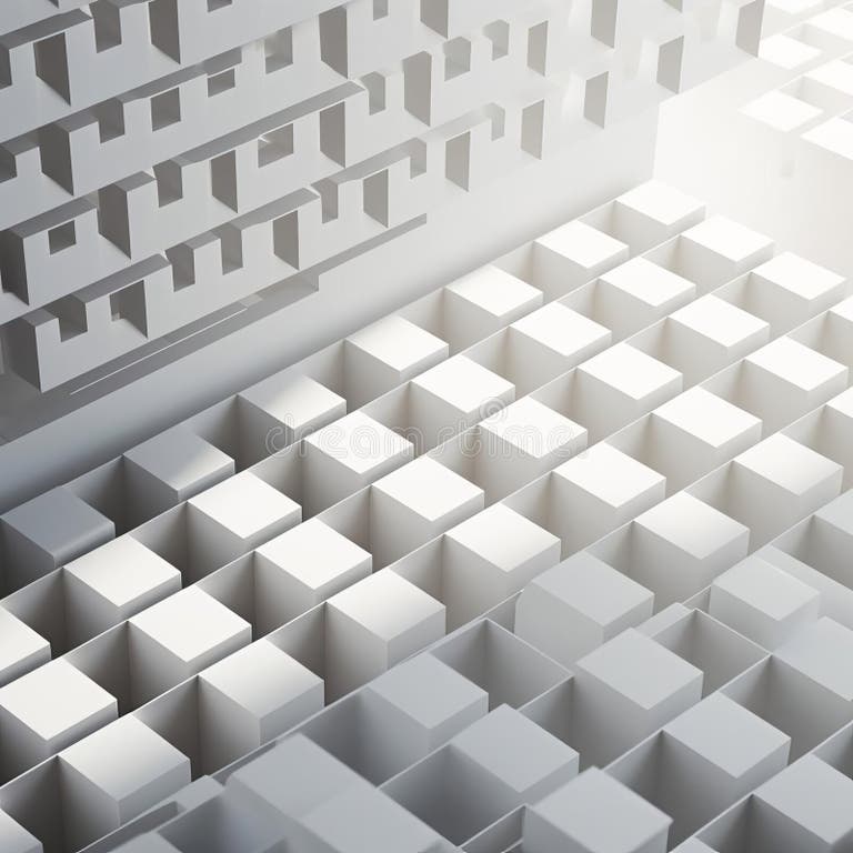 Minimalist Aesthetic Grid Structure with Uniform White Blocks Stock ...