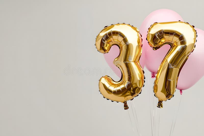 Minimalist Aesthetic: Number 37 Balloon Against White Background Stock ...