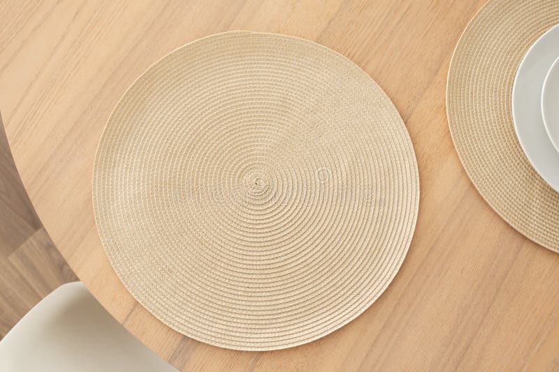 Minimalist Aesthetic Woven Placemat Wooden Table Stock Photos - Free ...