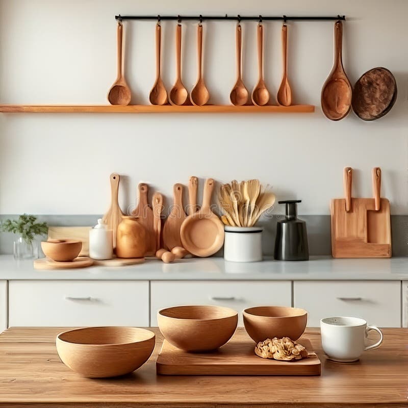 Minimalist African Kitchen with Eco-friendly Utensils Stock Image ...