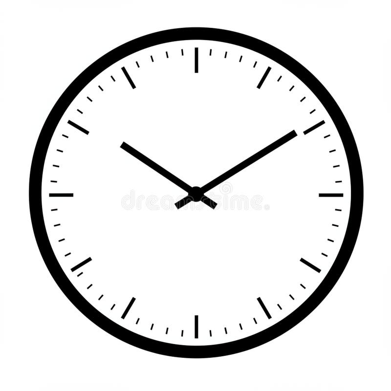 Minimalist Analog Clock with a White Face and Black Hour, Minute, and ...