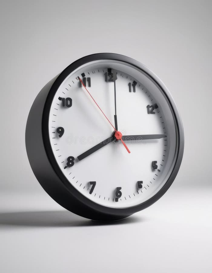 Minimalist Analog Wall Clock with Black Frame and White Face Stock ...